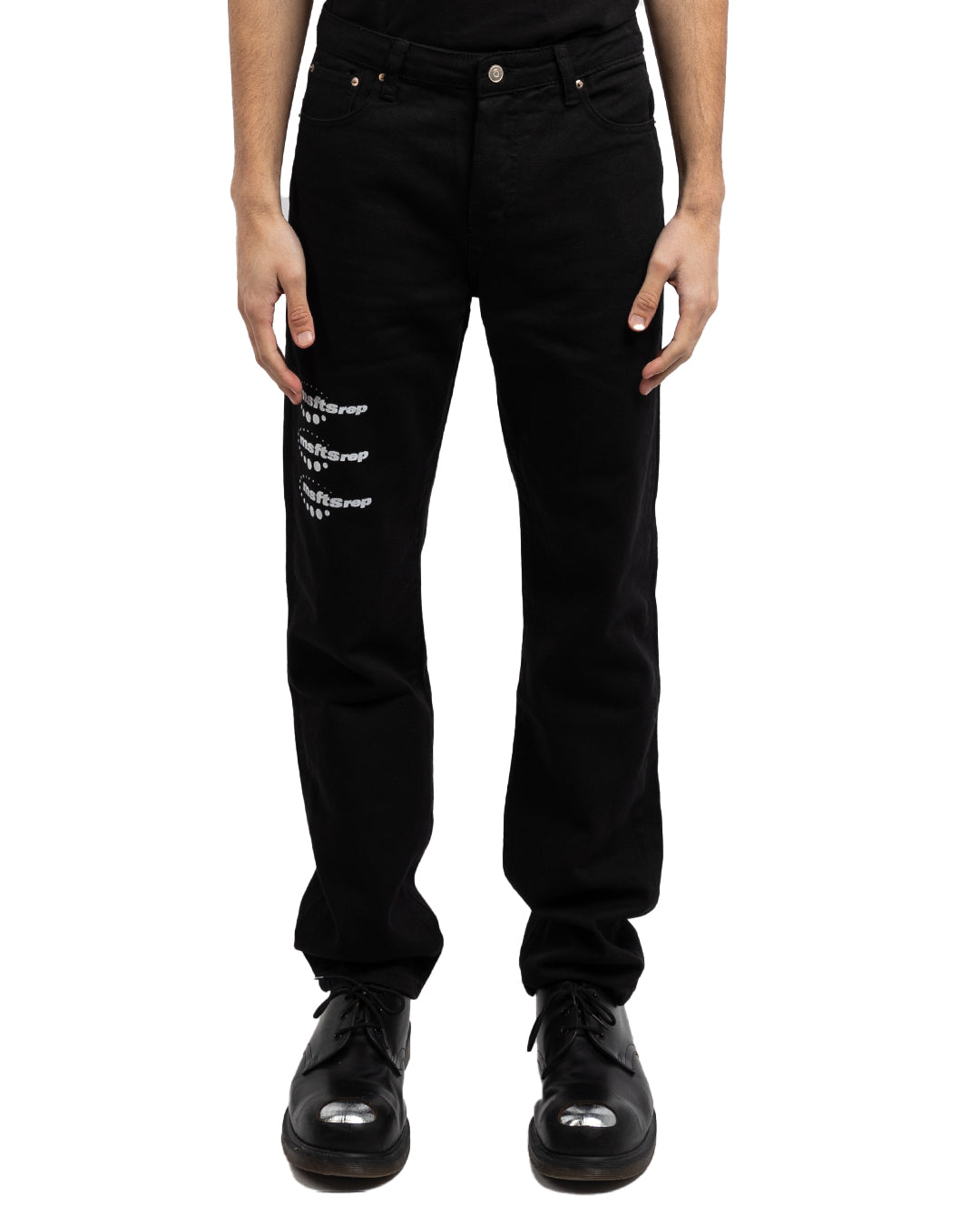 MSFTSrep Logo-Print Straight Leg Jeans Black – Cabinet Noir